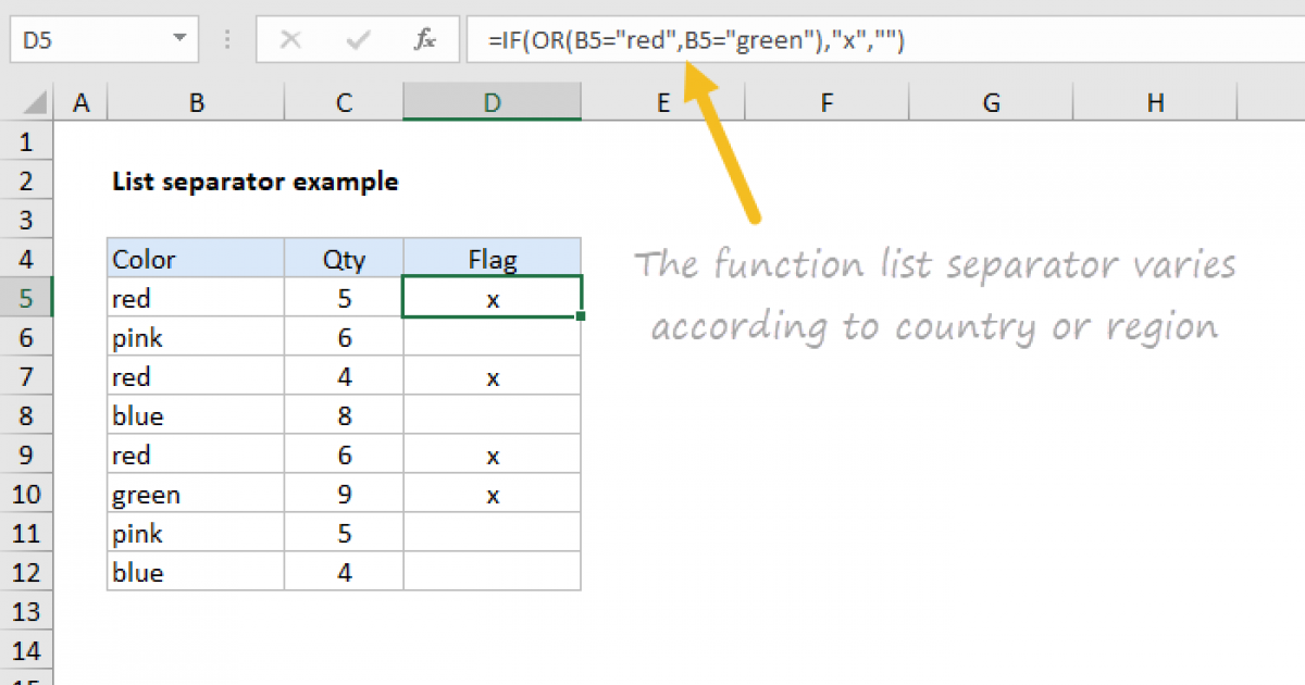 Excel List Separator Exceljet